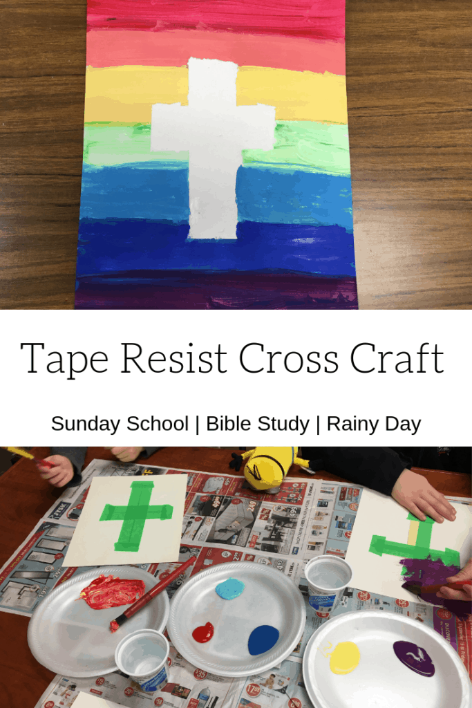 Tape Resist Cross Craft for Kids - Out Upon the Waters