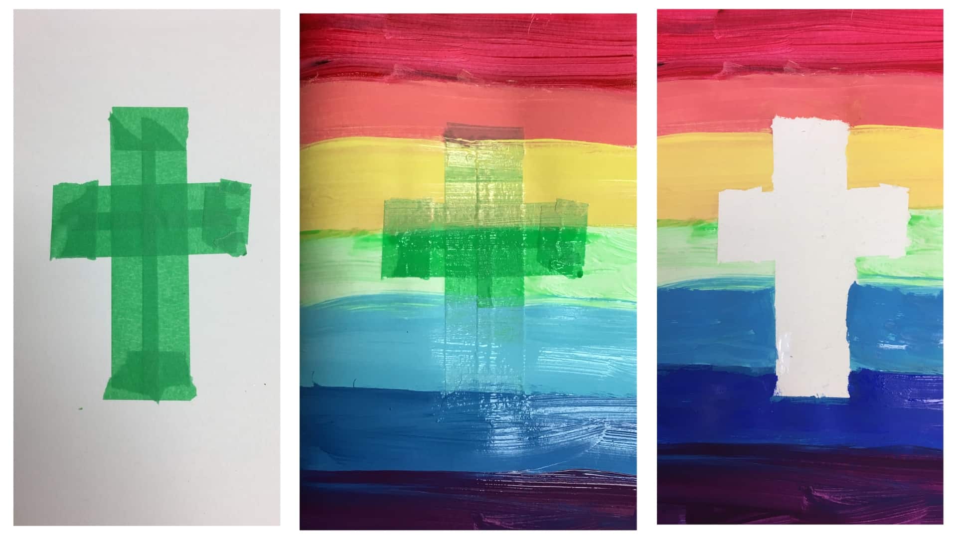 Tape Resist Cross Craft for Kids - Out Upon the Waters