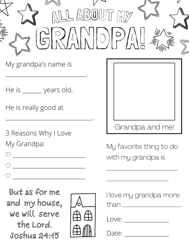 All About My Dad (Papa, Grandpa) Free Printable - Out Upon the Waters