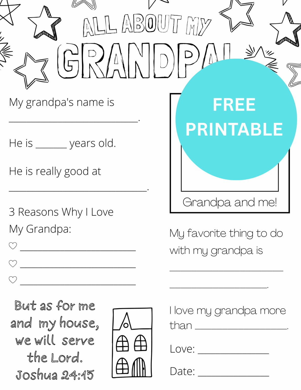 All About My Dad (Papa, Grandpa) Free Printable - Out Upon the Waters