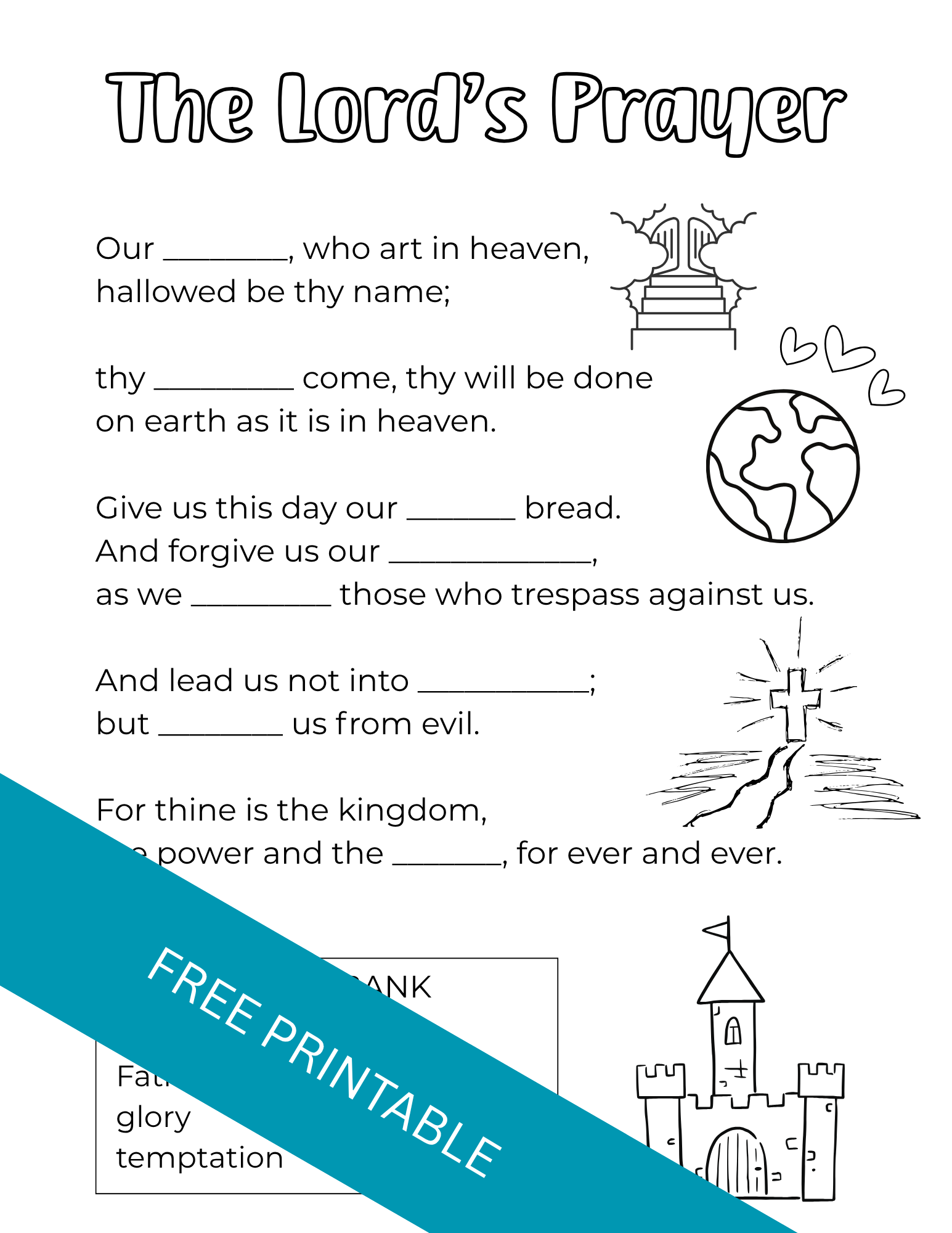 The Lord's Prayer Printable for Kids - Out Upon the Waters