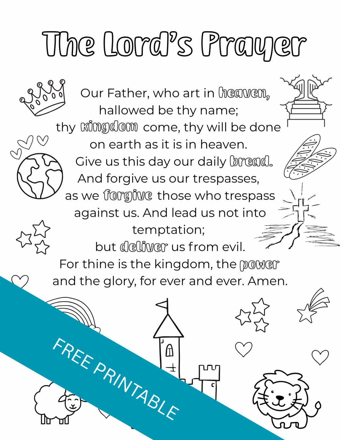 The Lord's Prayer Printable for Kids - Out Upon the Waters